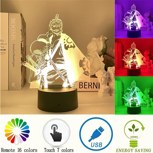 One Piece Zoro LED-lampa Cool Anime Figur Jul Födelsedag | Fyndiq