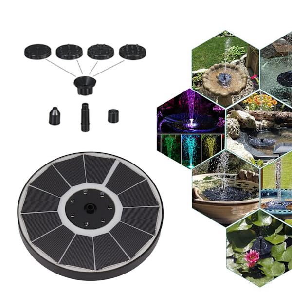 Solcelledrevet springvand med 8 dyser 3,5W 900mAh farverige kraftfulde ...