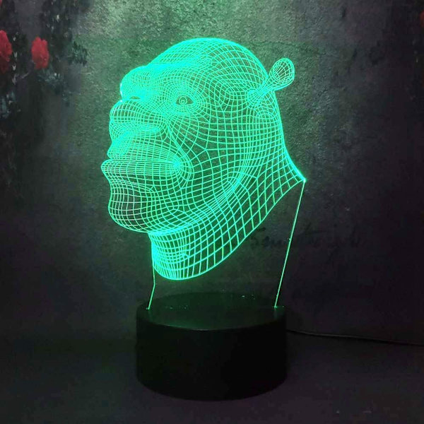 3D Shrek LED nattlampa 7 färger ändra fjärrkontroll USB B | Fyndiq