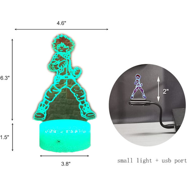 Midoriya Izuku 3D Illusion MHA Manga Deku LED Anime Lamp 16 | Fyndiq