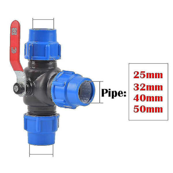 20/25/32/40/50mm PVC PE Rør Kran Vannsplitter Plastventil Kobling Hage ...