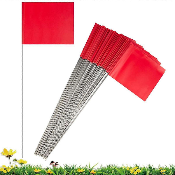 50-pack Markeringsflaggor, Röda Gårdsflaggor 15x4x5 Tum ...