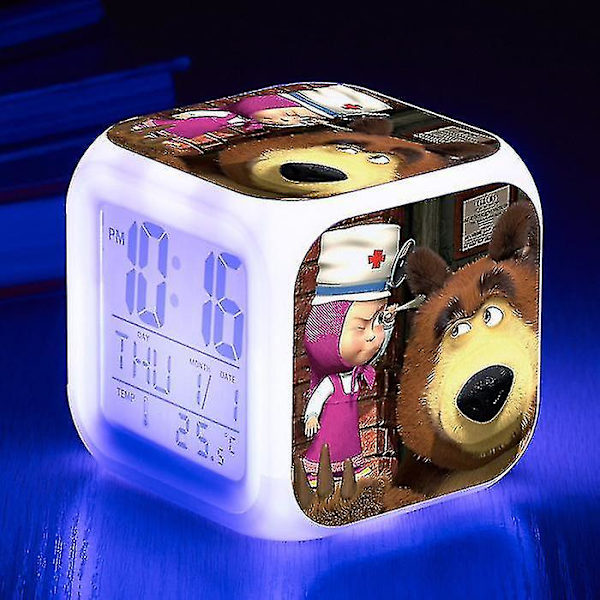 Masha And The Bear Tecknad Anime Väckarklocka Led färgglada ...