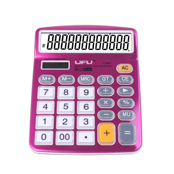 Skrivbordsräknare 12 siffror med stor LCD-skärm och känslig knapp, sol ...