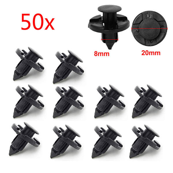 50 st/ set 8 mm hål plastnitar Fästelement Push Clips | Fyndiq