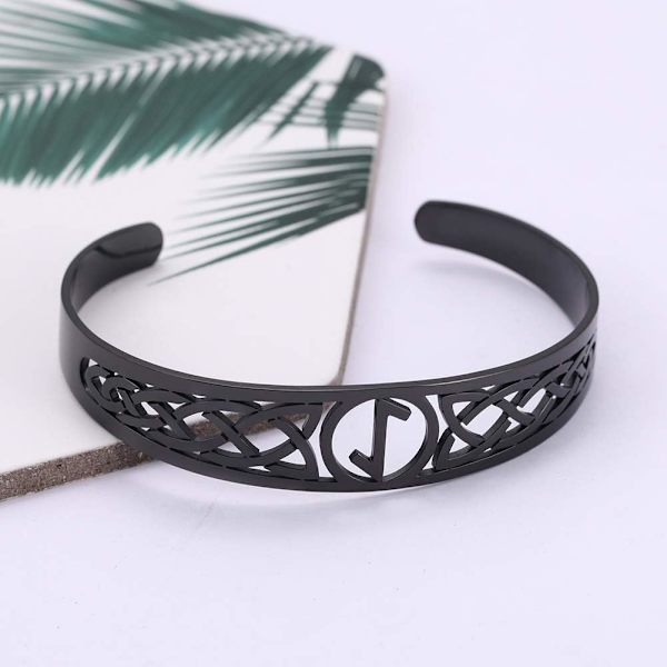 Norse Viking Armband i rostfritt stål 24 Runes Hollow Design, ZQKLA ...