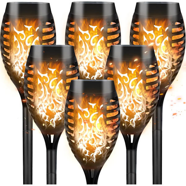 Solcellelys Udendørs Have 6 Pak Solcelle Flimrende Dansende Flammer ...