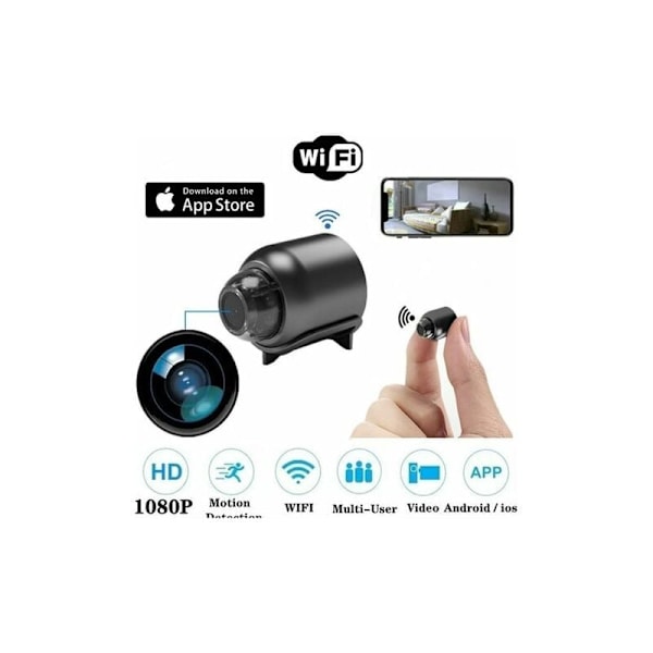 Trådløst Skjult Kamera, 1920x1080P Mini WiFi Kamera 140° Bred Vinkel ...