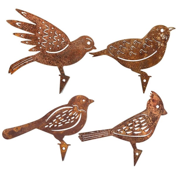 Ruohoinen metallilintu puutarha-aidan koriste Tikka Puutarhanhoito Maa ...