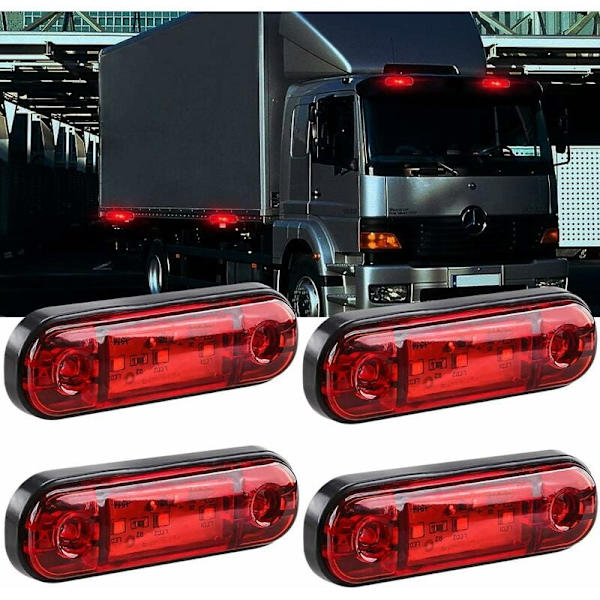 4st LED främre bakre sidomarkeringsindikator sidomarkeringsljus 12V för lastbil Husbil Lastbil ...