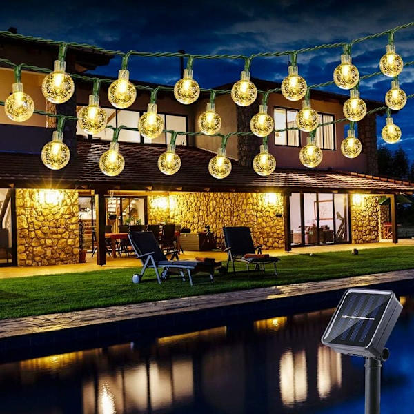 30 LED Solcelle Lyslenke 6.5M, 8 Moduser Vanntett Utendørs for Hage ...
