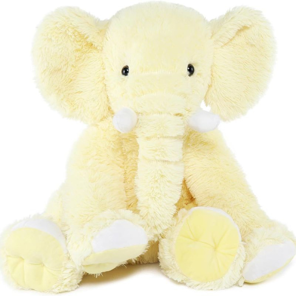 Elefant bamse, 50cm stor elefant plyslegetøj, lysegul | Fyndiq
