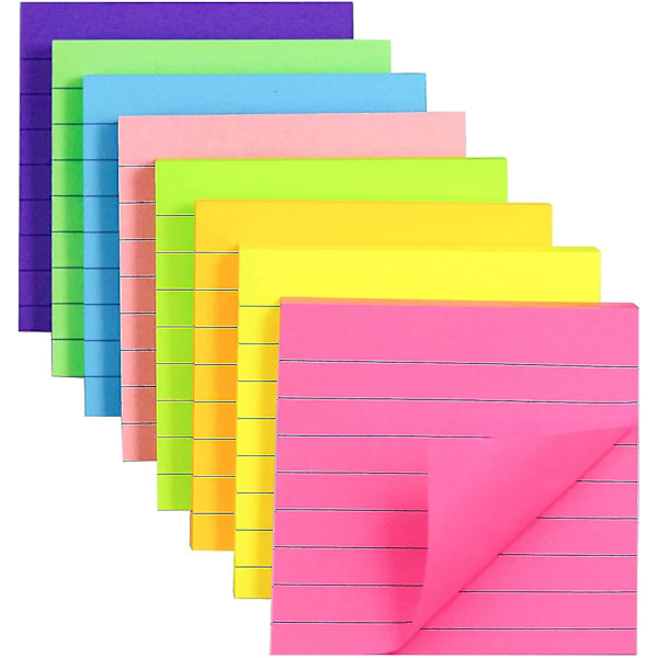 (8-pack) Linjerade Självhäftande Post-it-lappar, 8 Färger Självhäftande ...
