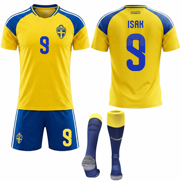 2026 VM Sverige Hemmatröja Barn Vuxen med Strumpor Nr.9 Isak No.9 Isak ...
