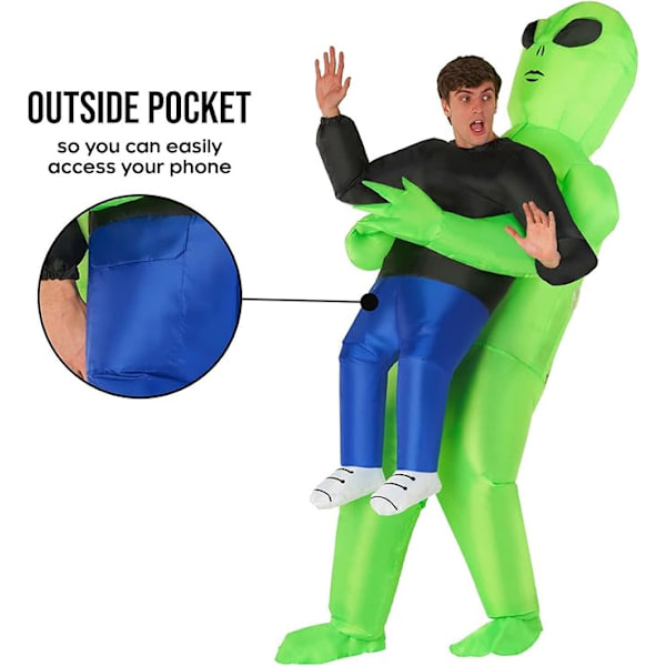 Uppblåsbar Alien Kidnappningsdräkt för Vuxna - Rolig Halloween Party ...