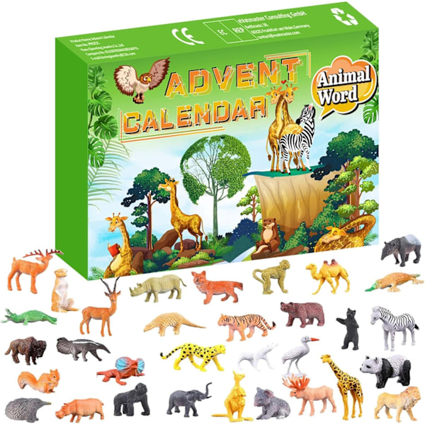 Adventskalender med dyrefigurer for julen 2025, 24-dagers ...