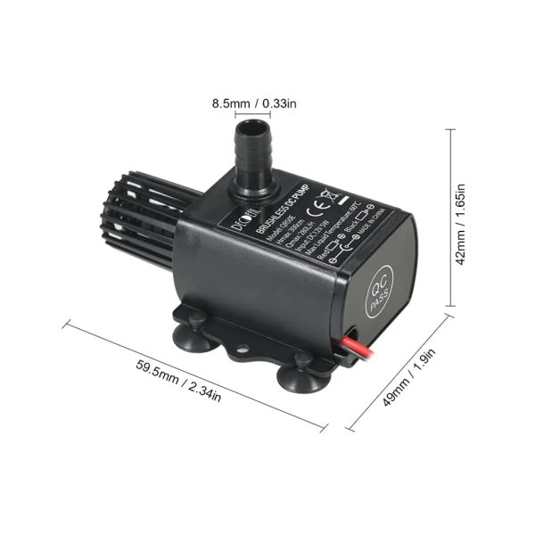 Decdeal DC12V 5W Ultra Tyst Mini Borstlös Vattenpump Vattentät Dränkbar ...