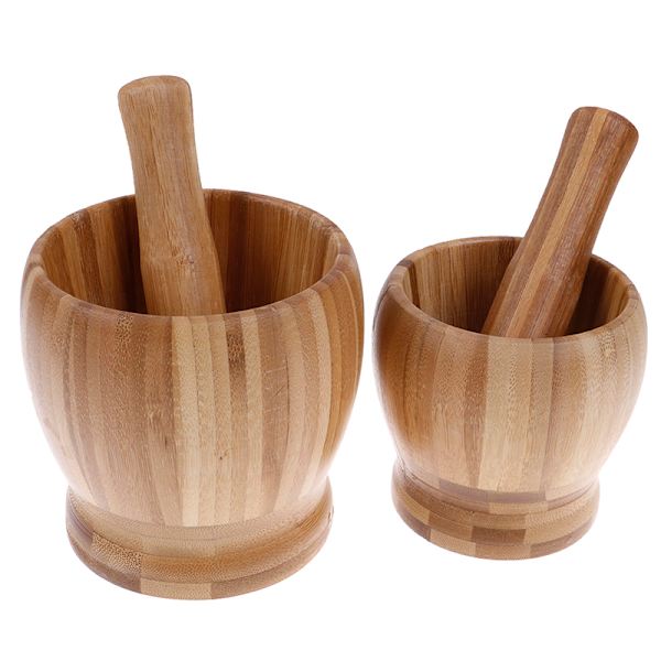 Trä mortel och mortelstöt Set Vitlök Pugging Pot Ört Mill Crush S | S ...