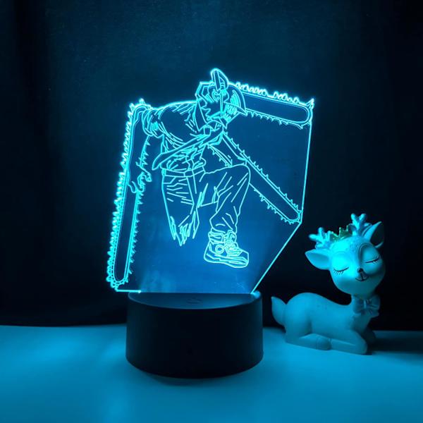 WJ 3D LED-lampa Anime Chainsaw Man för sovrumsdekoration Nattlampa Barn ...
