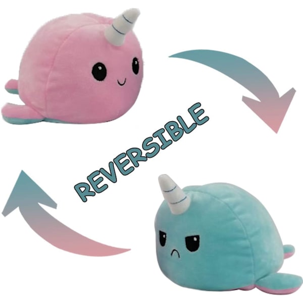 Reversibel Enhörning Val Plushie Gosedjur Humör Plysch Dubbelsidig ...