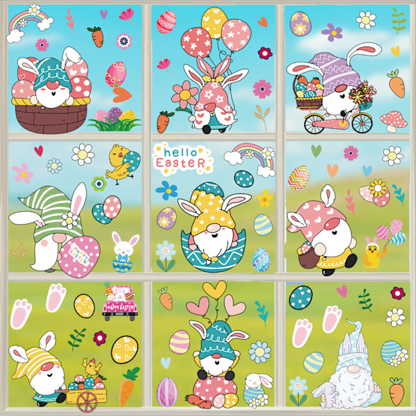 88 st påsk fönster klistermärken, söt kanin ägg tomte dvärg ...
