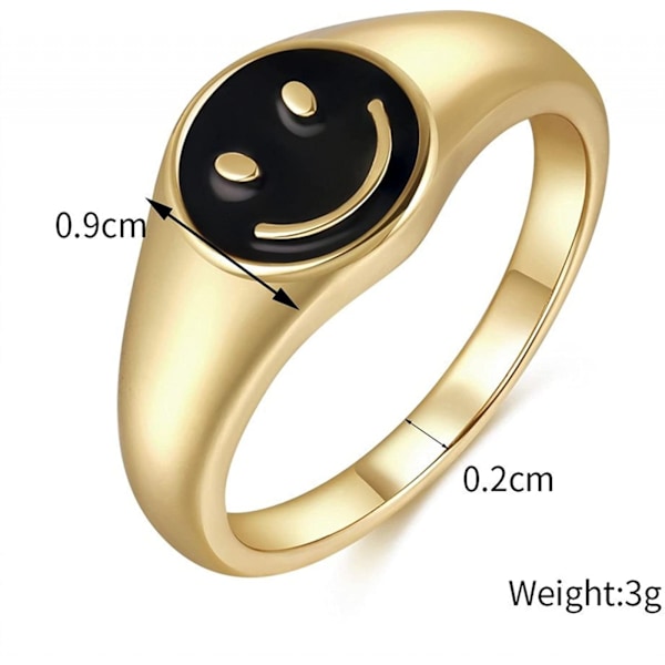Guld Smiley Face Ring Signet, Vintage Golden Gifts Smycken, Estetisk ...
