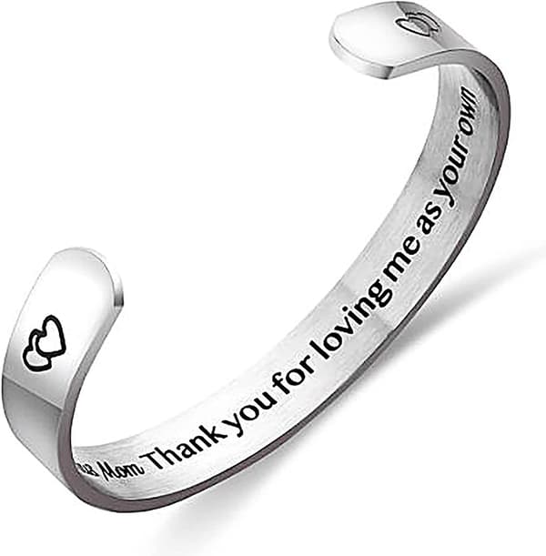 Rostfritt stål silver manschett armband inspirerande graverad mantra ...