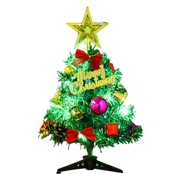 30 cm Bordsjulgran Konstgjord Mini Julgran med LED-slingor och Ornament ...