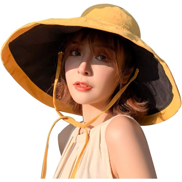 Solhatt för kvinnor, hopfällbar och vändbar bucket hat med UV-skydd ...