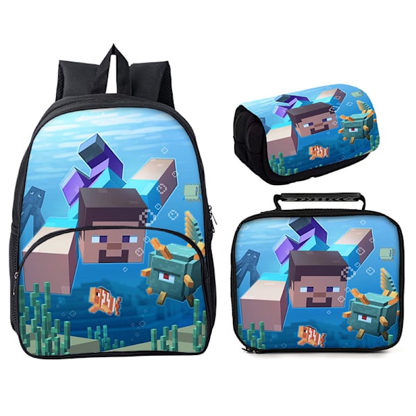 minecraft steve bag tredelad 16-tums ryggsäck stil 1 | Fyndiq