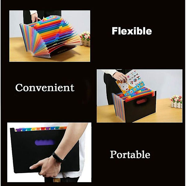 A4 Accordion Suitcase Sorter, 24 Compartment Pocket Binder, Expandable ...