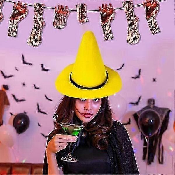 Halloween Häxhatt Spetsig Gul Filt Trollkarl Hatt Stor Brätte Utklädnad ...