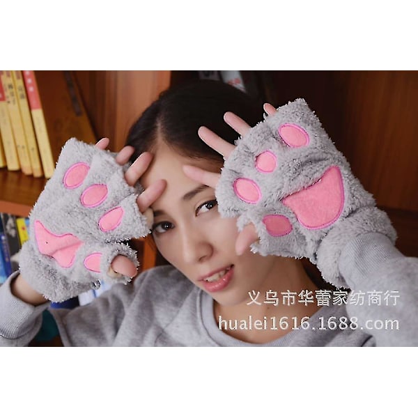 Kattflicka öppna fingrar katt tass varma handskar förtjockad fluff ...