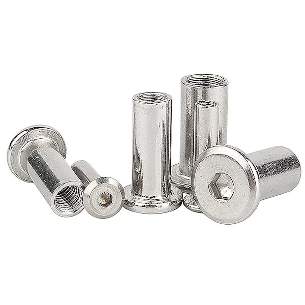 Låsmuttrar i rostfritt stål - M8 Hex invändig gänga Cylindriska ...