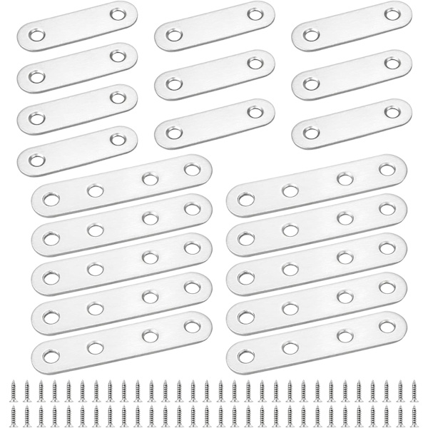 20-pack platta raka fästplattor, platta konsoler i rostfritt stål ...