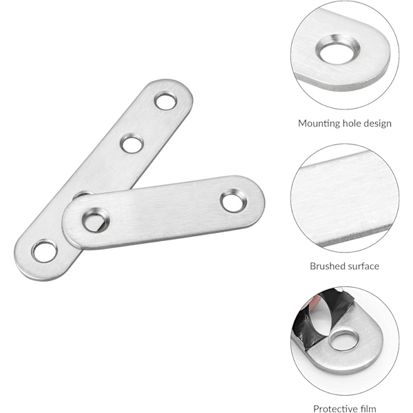 20-pack platta raka fästplattor, platta konsoler i rostfritt stål ...