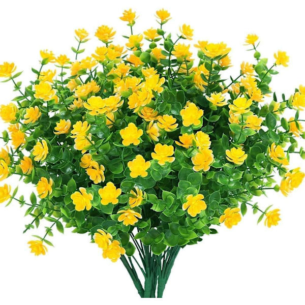 Konstgjorda falska blommor, 4-pack konstgjorda UV-beständiga grönska Buskar Växter Inomhus ...