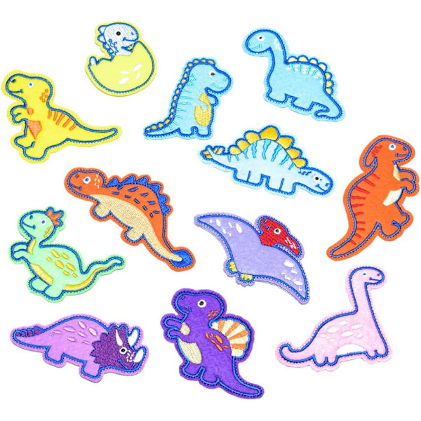 12 Stk Dinosaur Broderede Patches Iron On Patches til børn DXGHC | Fyndiq
