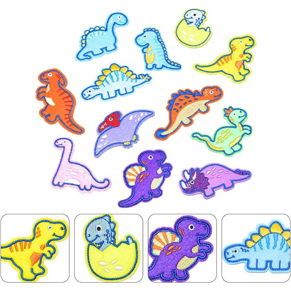 12 Stk Dinosaur Broderede Patches Iron On Patches til børn DXGHC | Fyndiq