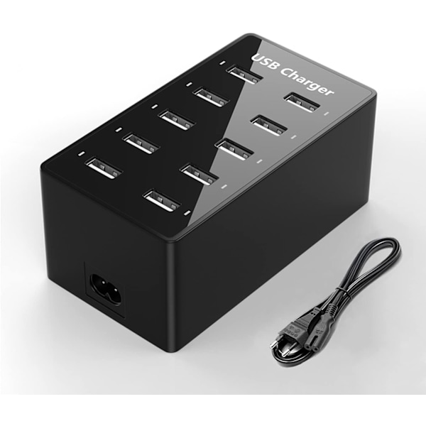 USB Opladningsstation, 50W 10-Ports USB Oplader Hub, Multi-Port DXGHC ...