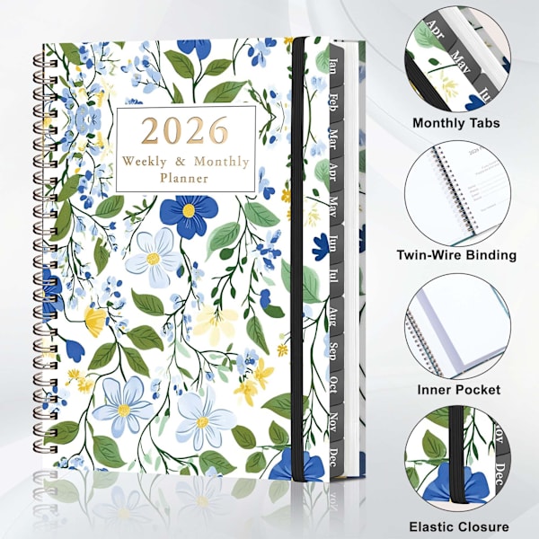 2026 Planner - A5 Ugentlig og Månedlig Planner, 2026 Kalender Planner ...