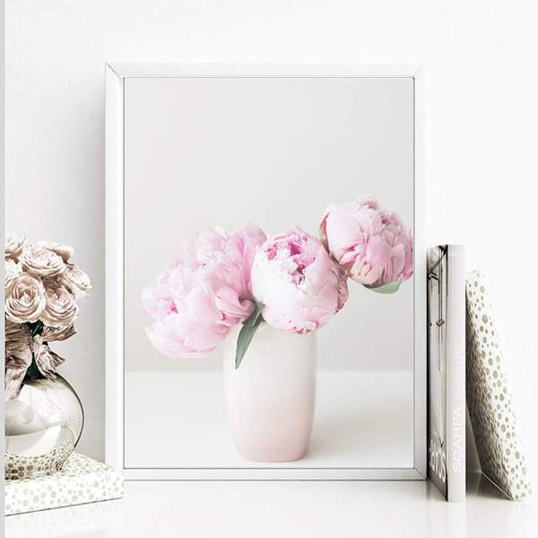 Set med 3 affisch 30x40 Rose Blomma affisch Pion Citat Kärlek Svartvit ...