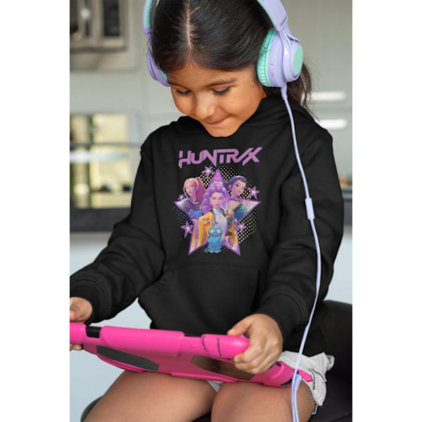 K-Pop Demon Hunters Hoodie Huntrix Star Svart Barn Hoodie (Mira, Rumi & Zoey){bt} 450 140cl 9 ...