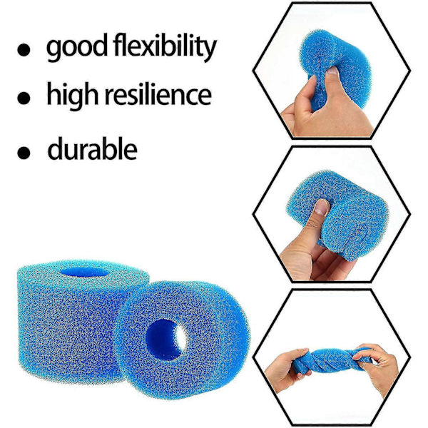 18 st Återanvändbara tvättbara skumfilter S1-typ för Pure Spa White ...