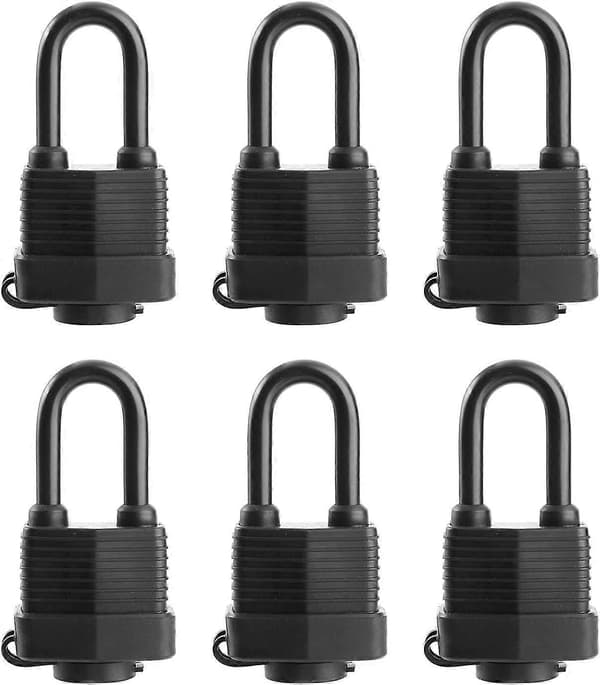 6-pack Waterproof Padlocks with Same Key - Heavy Duty Laminated Steel ...