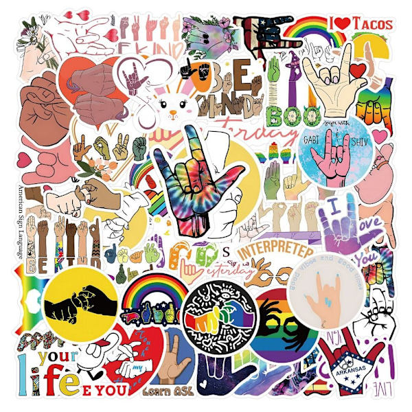 ASL-klistremerker American Sign Language Sticker Pack/Tegnspråk | Fyndiq