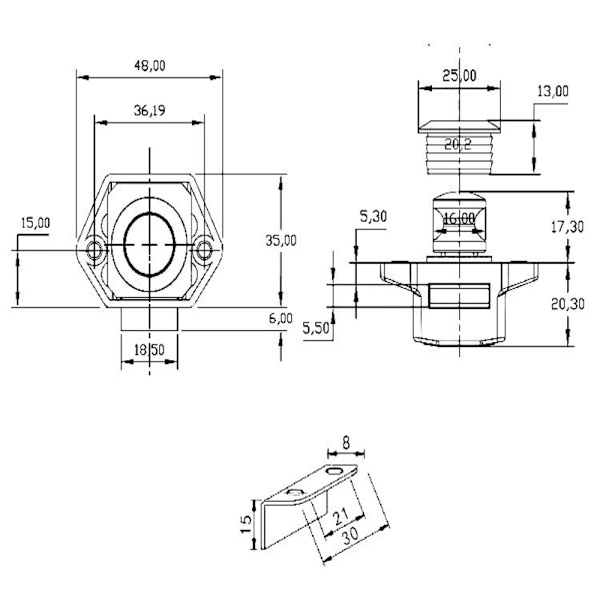 Trykkknapp Sperrelås Dør Skap Skuff Bobil 1pc | Fyndiq