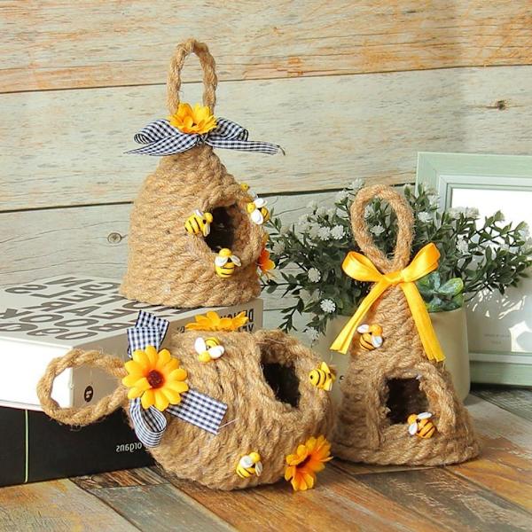 3 kpl Auringonkukkakennokoriste hamppuköysi hunajakenno SET | SET | SET ...