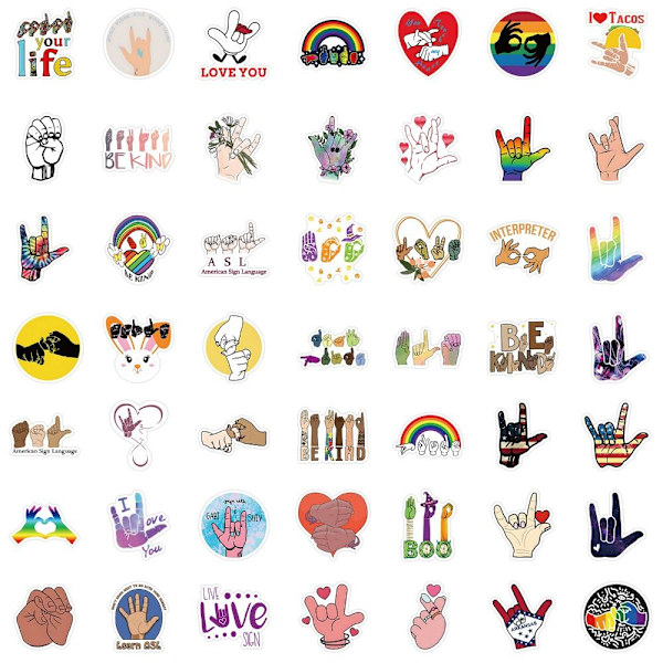 ASL Stickers American Sign Language Sticker Pack/teckenspråk 7a31 | Fyndiq