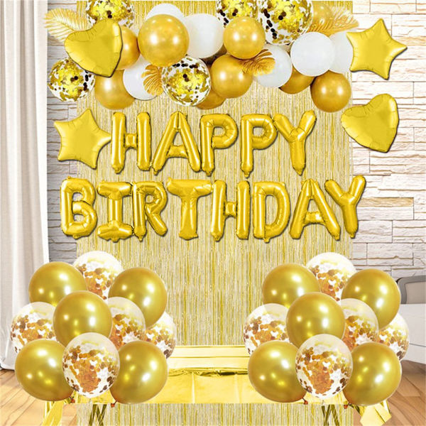 Grattis på födelsedagen dekoration ballonger alfabetet guld band | Fyndiq